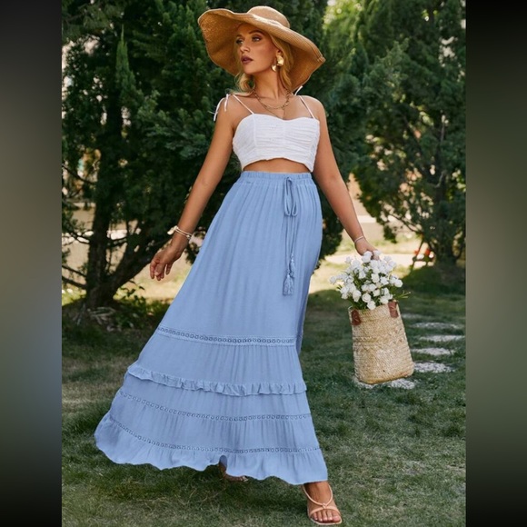 Rebellious Rose | Skirts | Simplee Tie Waist Ruffle Hem Skirt | Poshmark